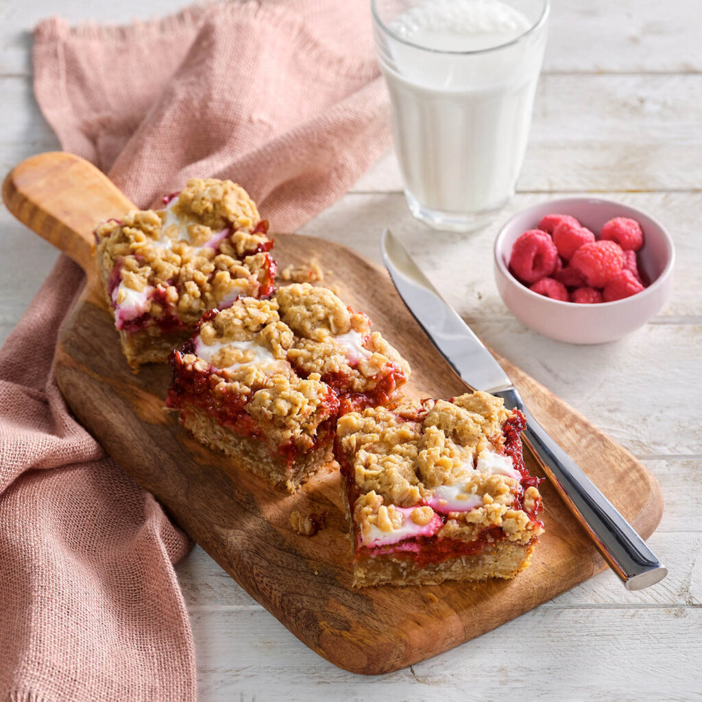 Raspberry Peanut Butter Squares - Milk