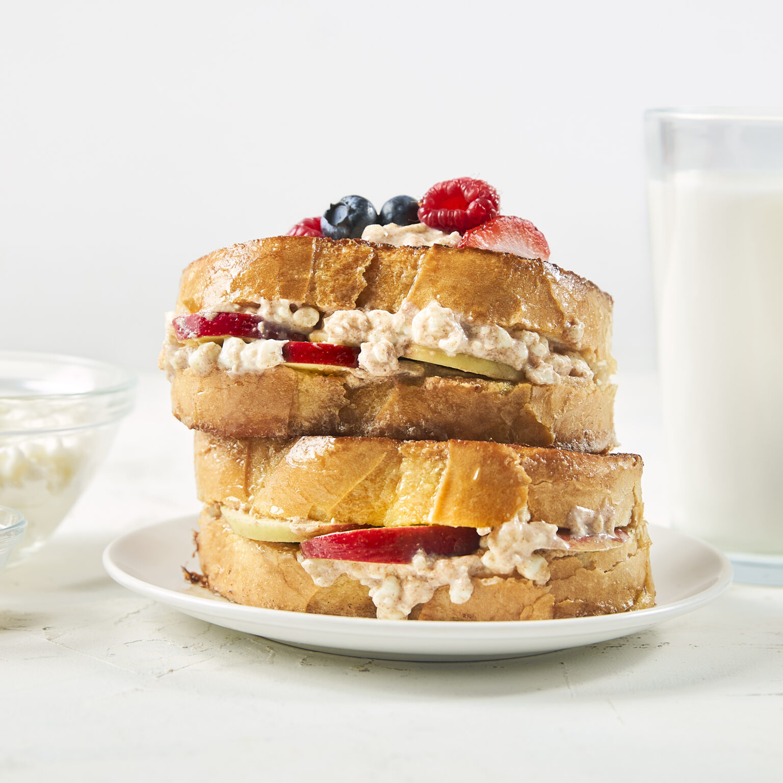 Maple Cottage Cheese Stuffed French Toast - Milk