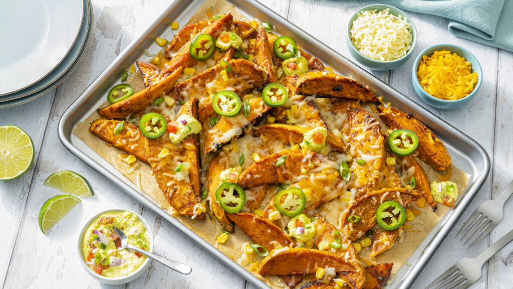 Loaded Sweet Potato Wedges Milk