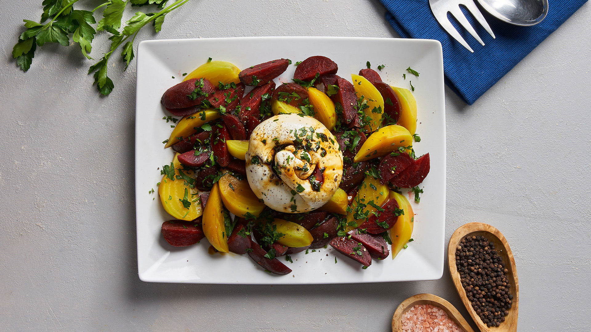 Simple Roasted Beet Salad with Fresh Buratta - Milk