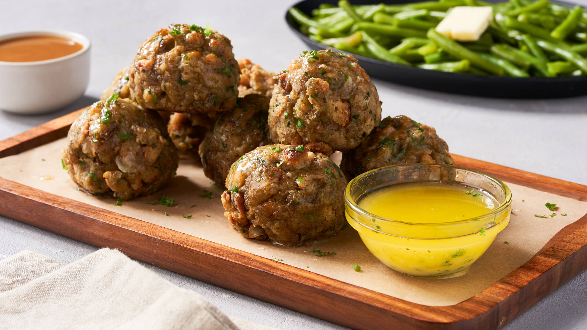 Buttery Stuffing Balls with Turkey Gravy - Milk